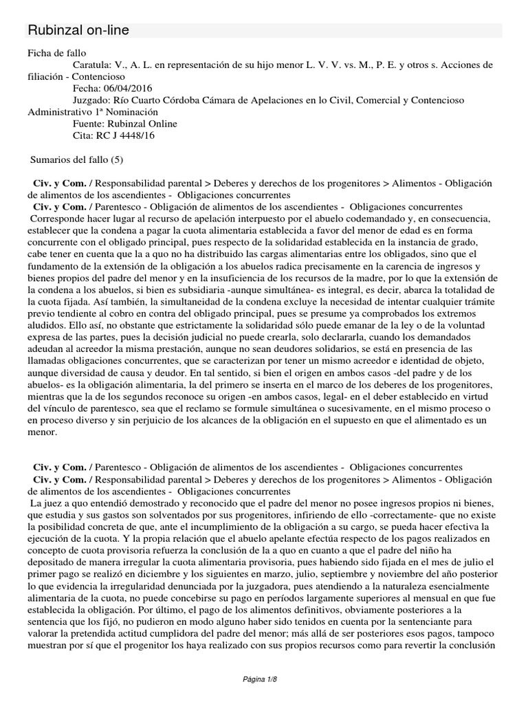 Alimentos - Obligación de Alimentos de Los Ascendientes - Obligaciones ...