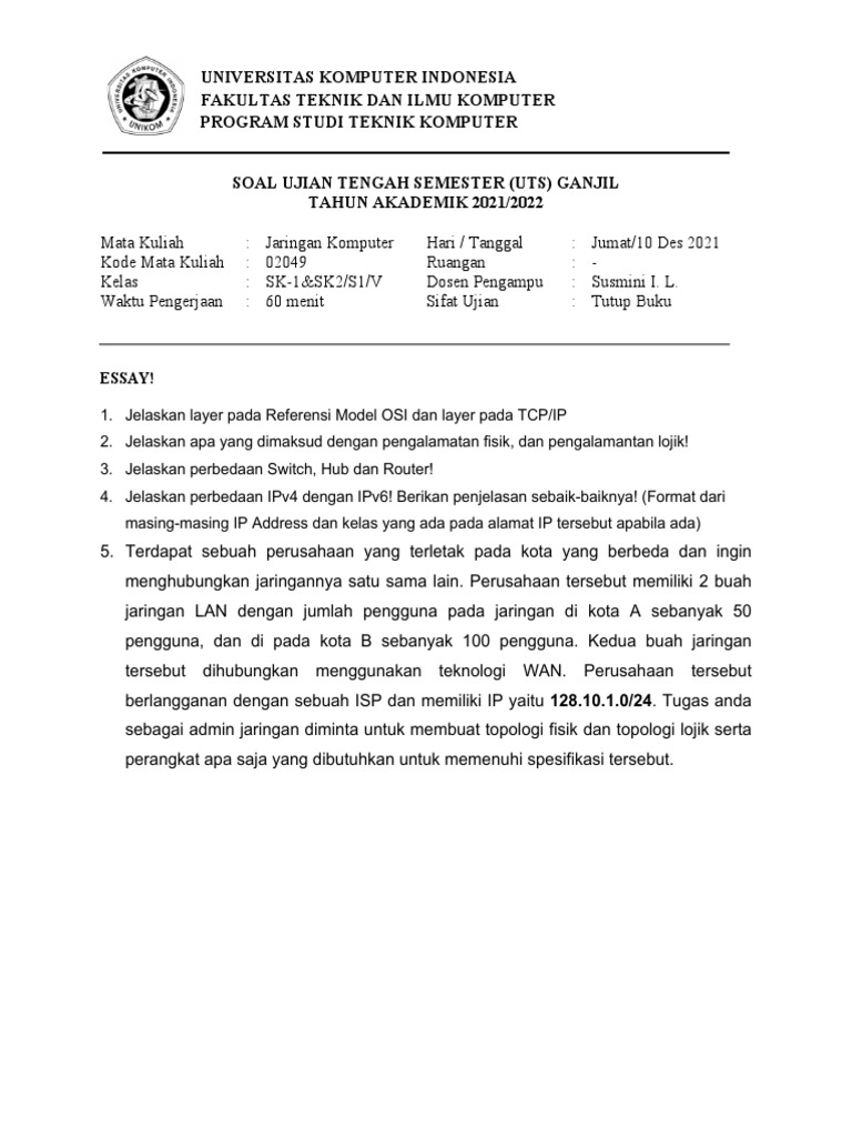 Uts Jarkom S1 - 2 | PDF