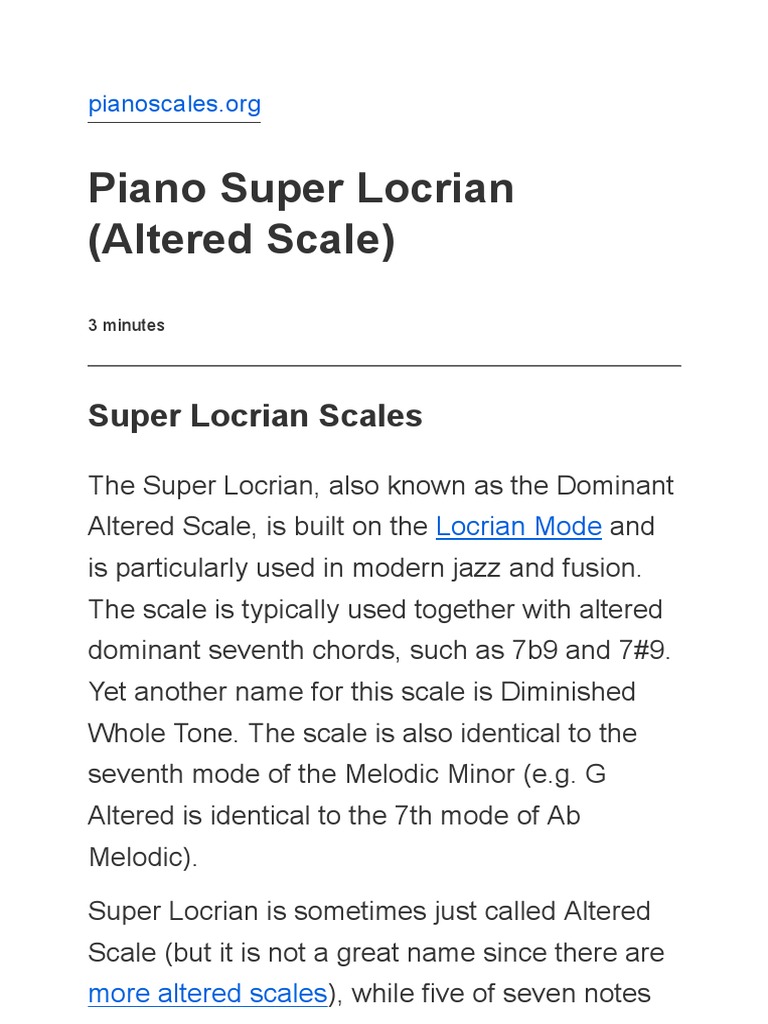 Super Locrian Scale Overview for Piano | PDF