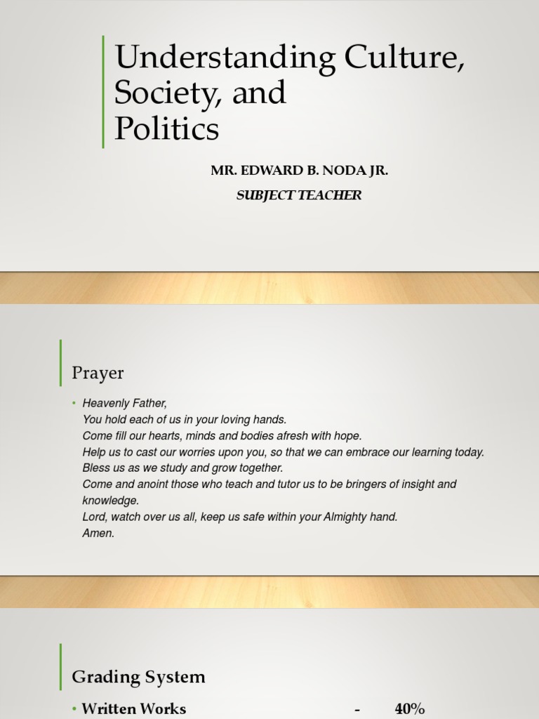 Lesson 1 - Essentials in Studying Culture, Society and Politics | PDF ...