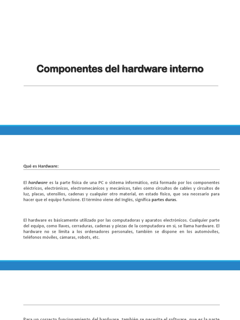 Componentes Del Hardware Interno | PDF | Hardware de la computadora ...