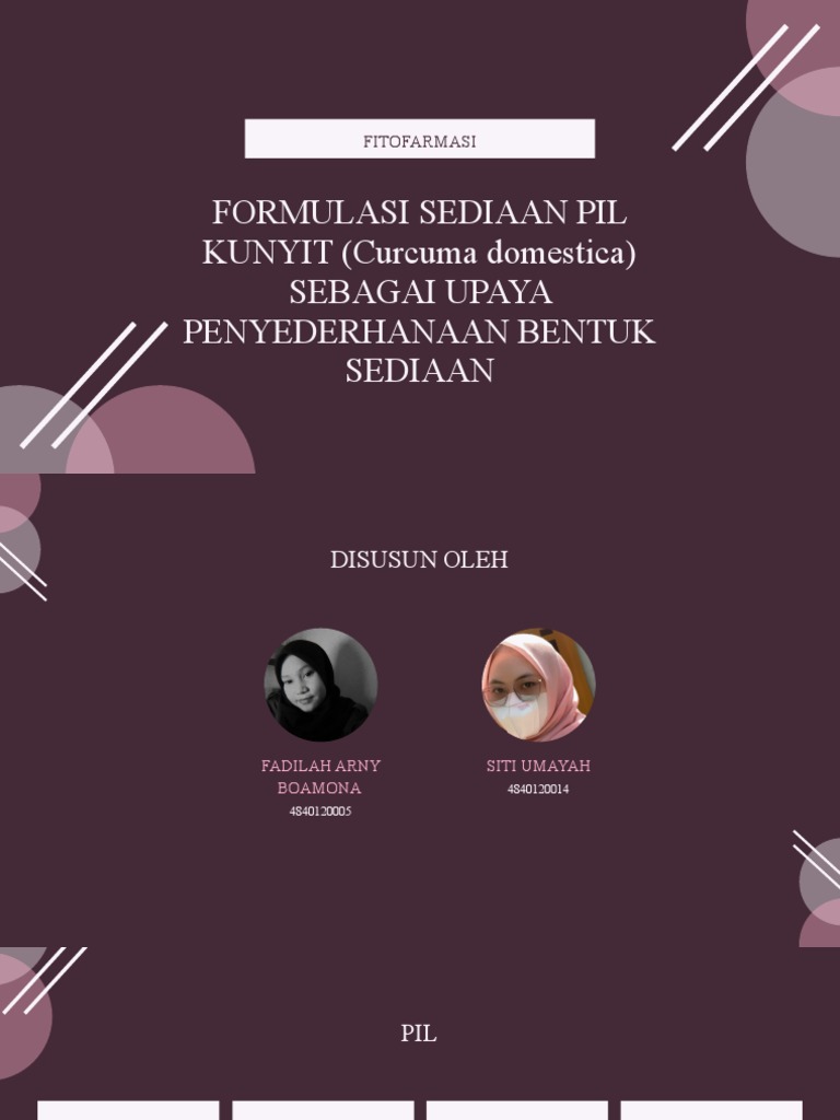 Formulasi Sediaan Pil Kunyit | PDF