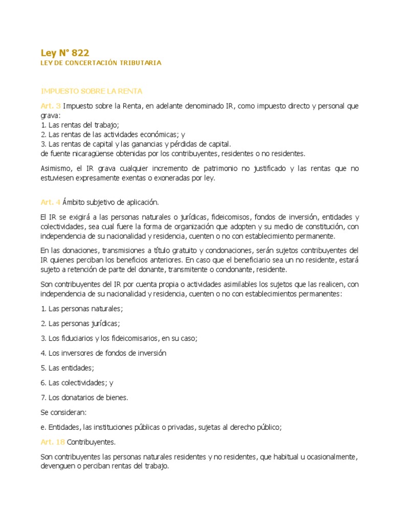 Ley 822 | PDF | Impuestos | Panes