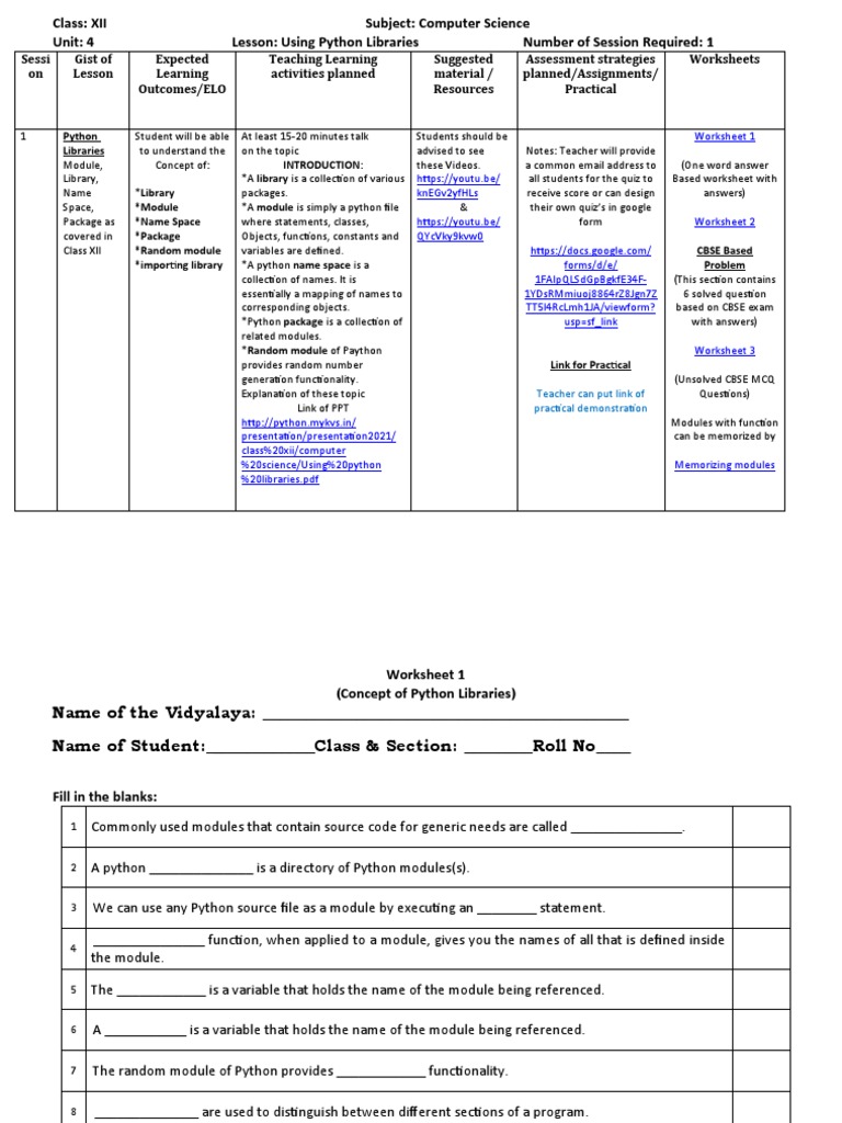 Cs 12 Python Libraries Pdf Namespace Library Computing