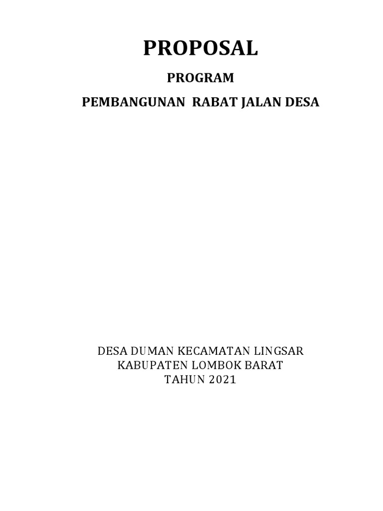 PROPOSAL Rabat Jalan Desa 2021 | PDF