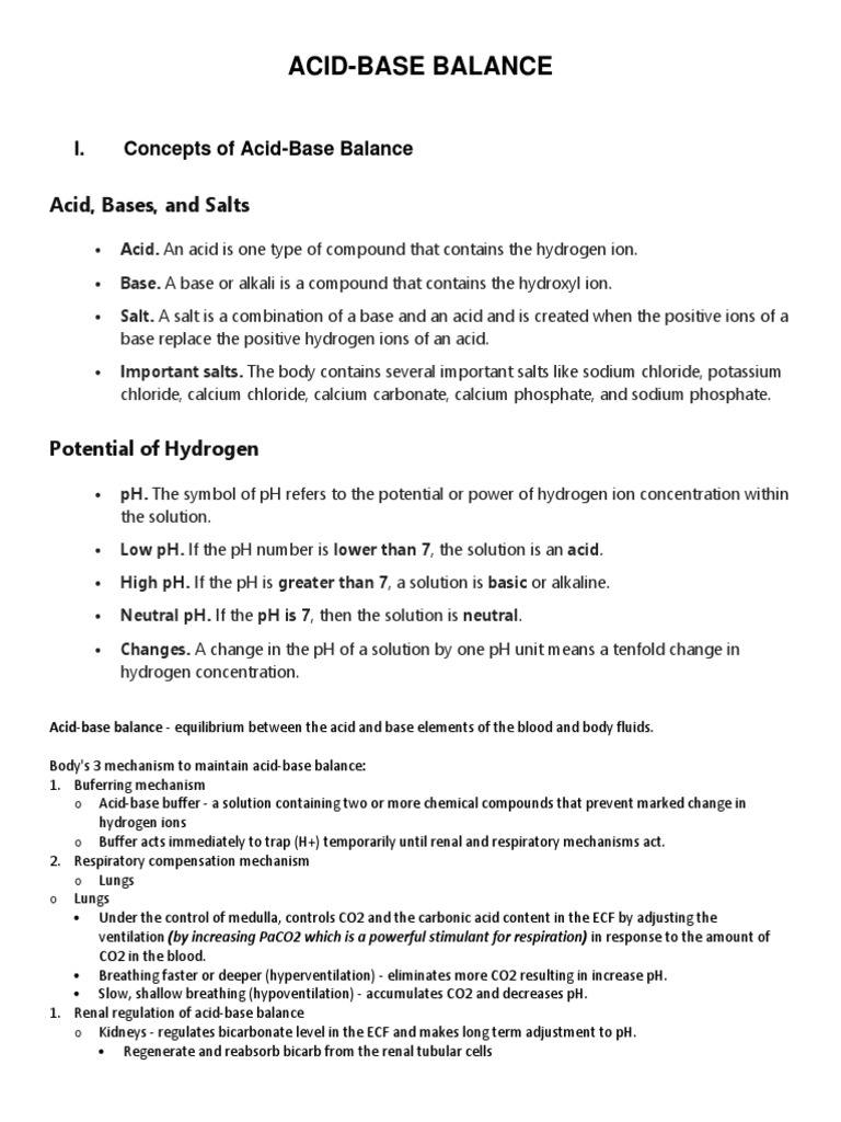 Acid-Base Balance and Burns | PDF | Burn | Ph