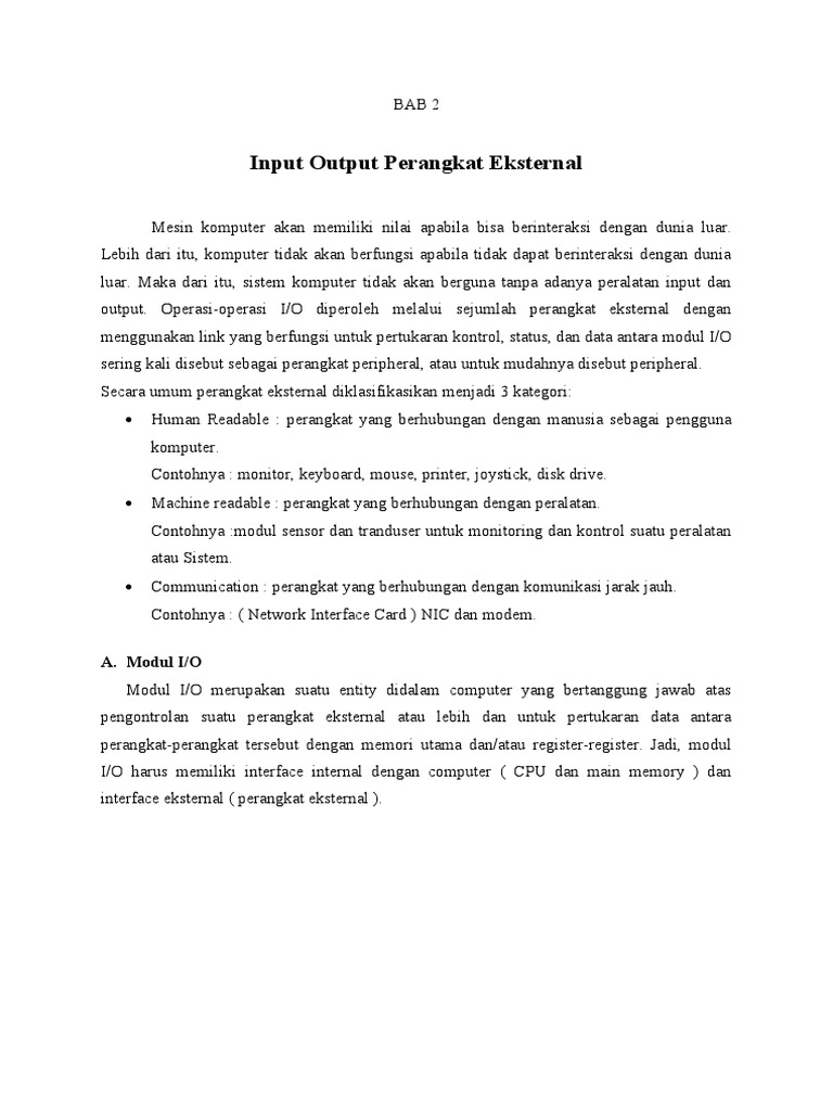 BAB 2 (Input Output Perangkat Eksternal) | PDF