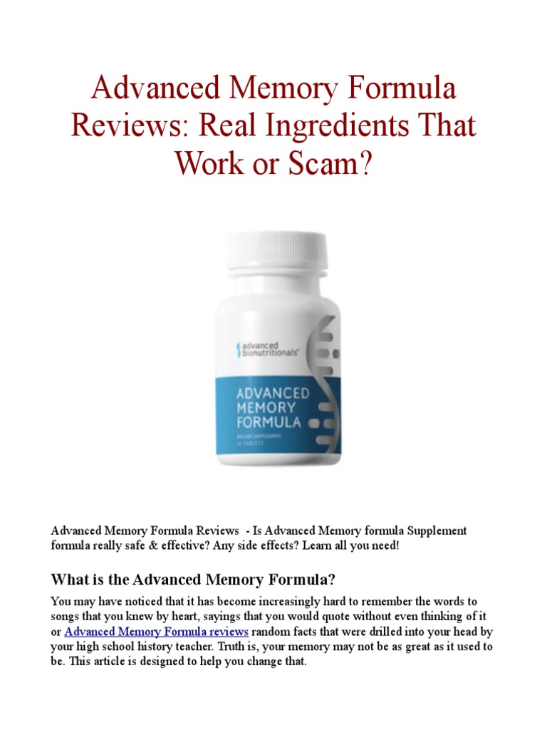 Advanced Memory Formula Reviews | PDF | Memory | Fish Oil