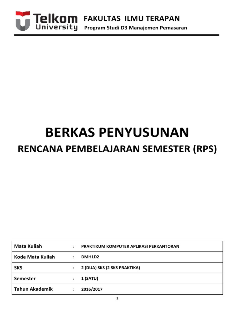 RPS Praktikum Komputer Aplikasi Perkantoran | PDF