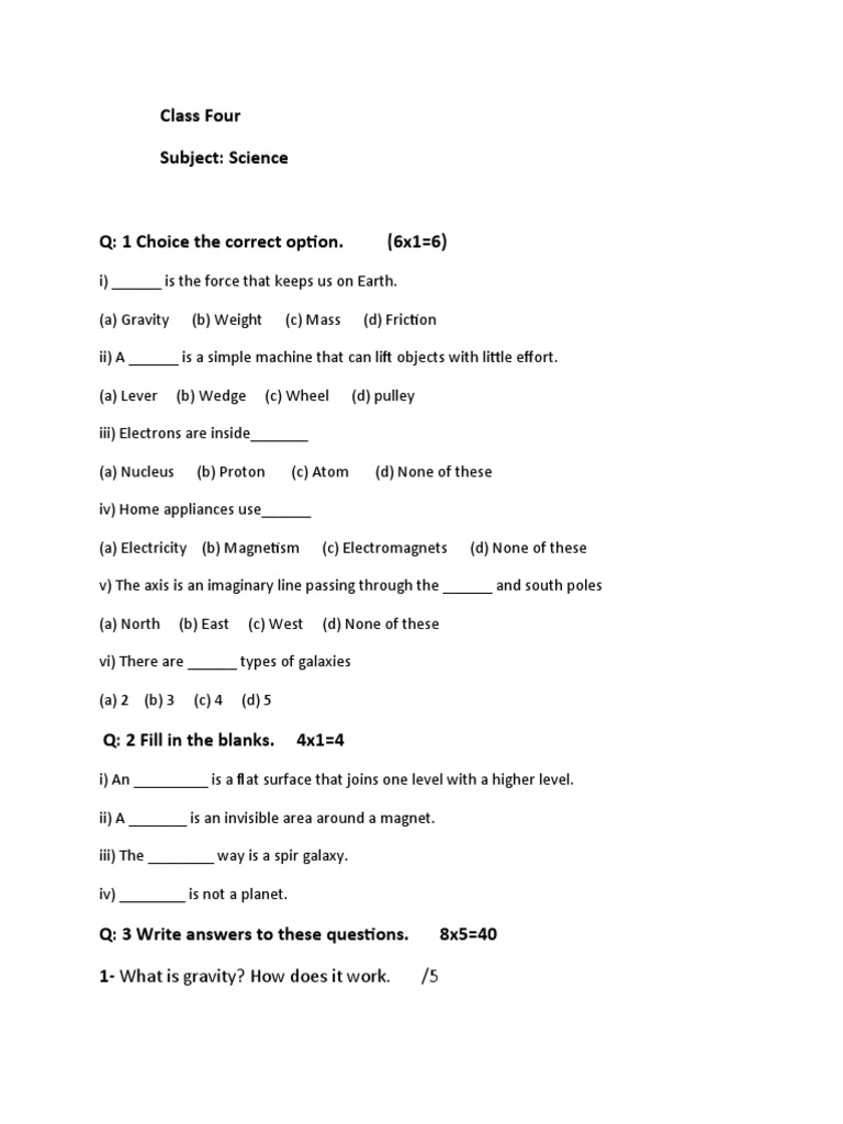 Class Four Subject: Science | PDF