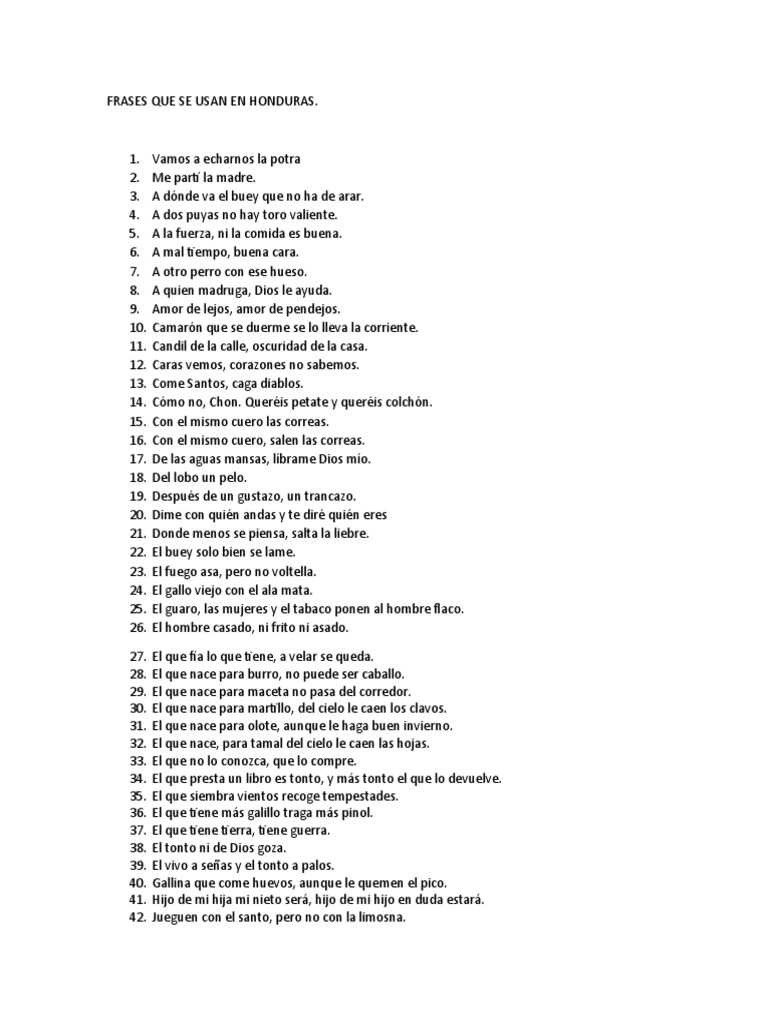 FRASES QUE SE USAN EN HONDURAS (Modismos) | PDF