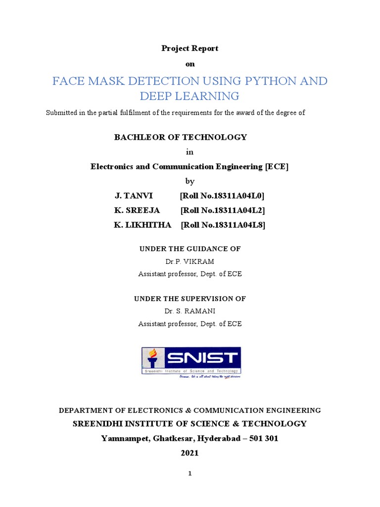 Report For Face Mask Detection Using Python and Deep Learning | PDF ...
