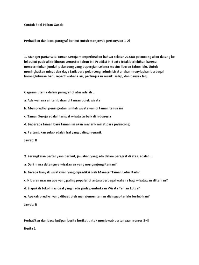 Contoh Soal Pilihan Ganda | PDF