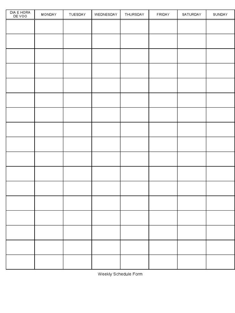Weekly Flight Schedule Template | PDF