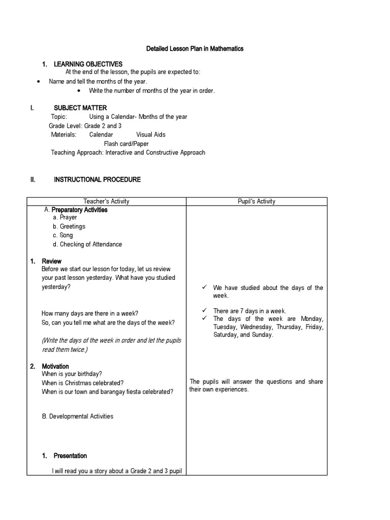 Detailed Lesson Plan-540 | Download Free PDF | Teachers | Lesson Plan