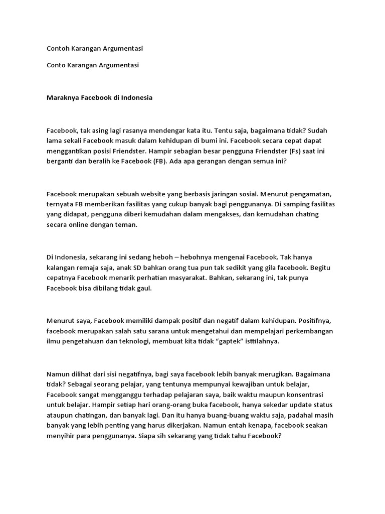 Contoh Karangan Argumentasi | PDF | Ilmu Sosial