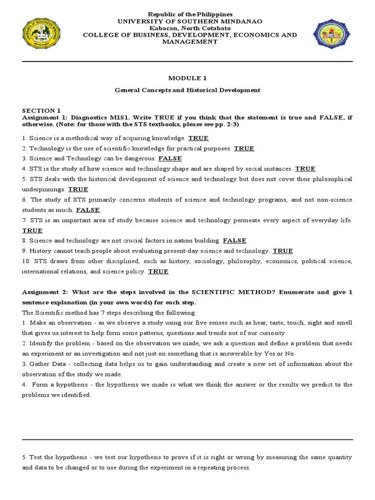 STS Questionnaire Sec - 1 Assignment 123 | PDF | Science | Experiment