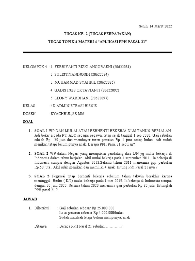 Perpajakan Tugas 2-1 | PDF