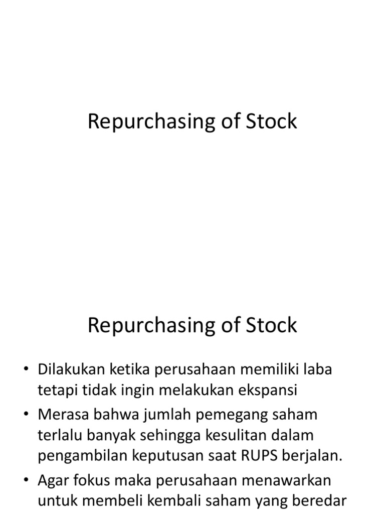 Repurchasing of Stock | PDF