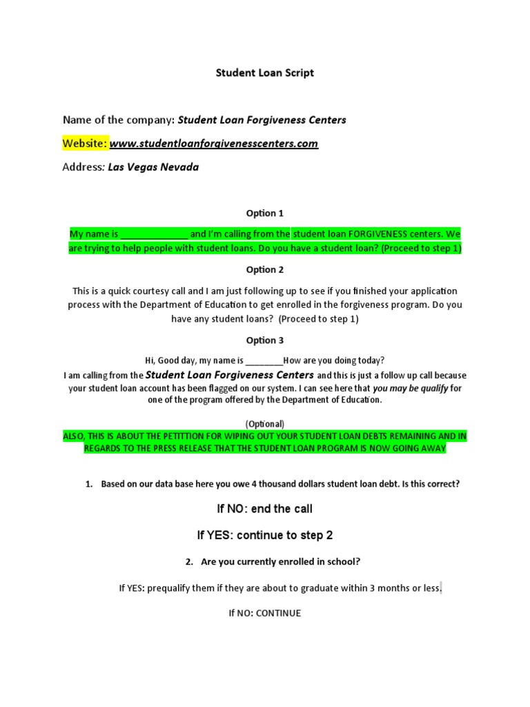 Student Loan Script (New 2.0) | PDF | Student Loan | Debt