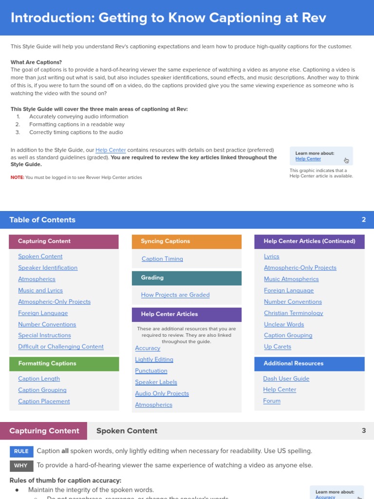 Introduction: Getting To Know Captioning at Rev: What Are Captions? | PDF