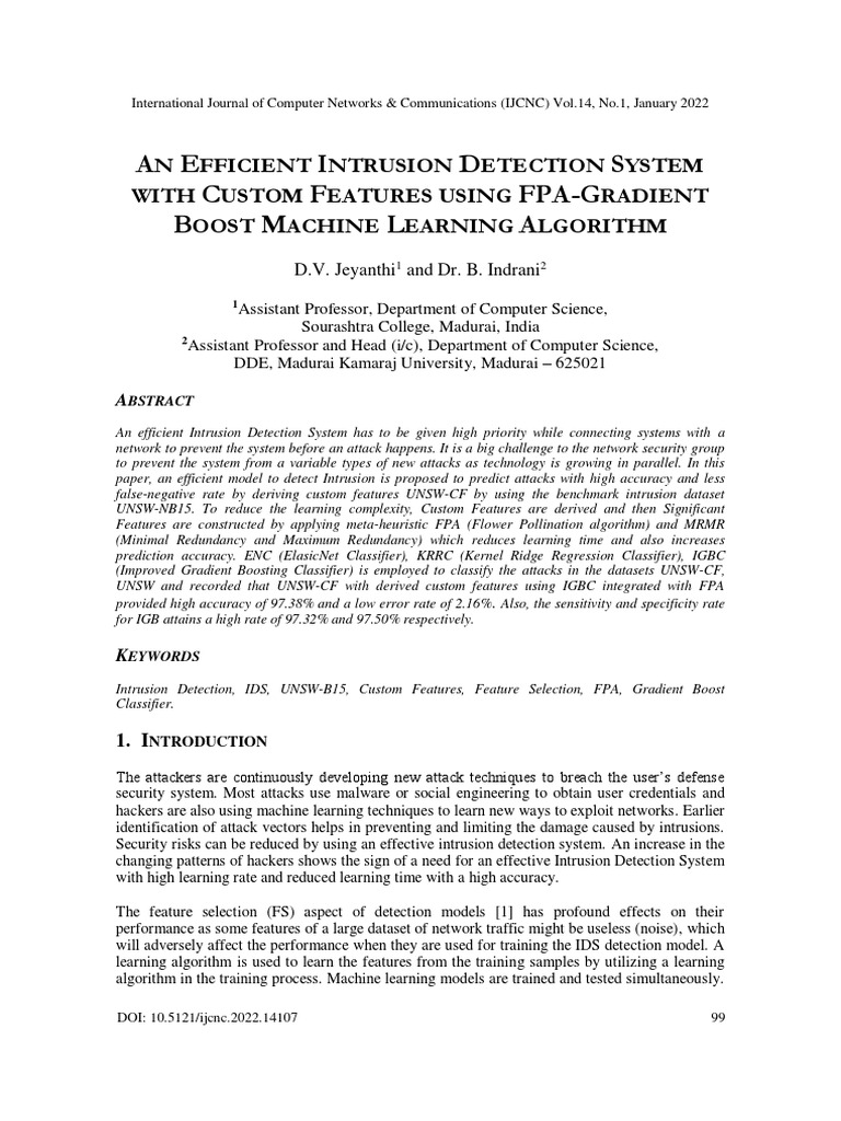 An Efficient Intrusion Detection System With Custom Features Using Fpa
