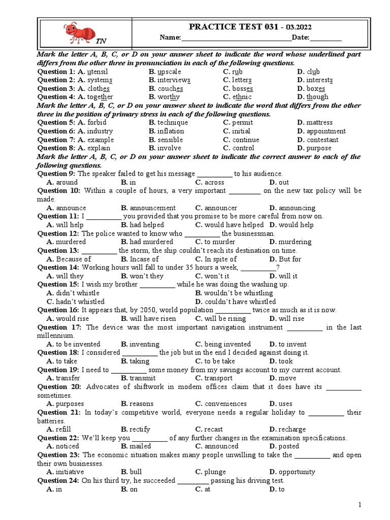 Practice Test 031 | PDF | Memory | Cognition