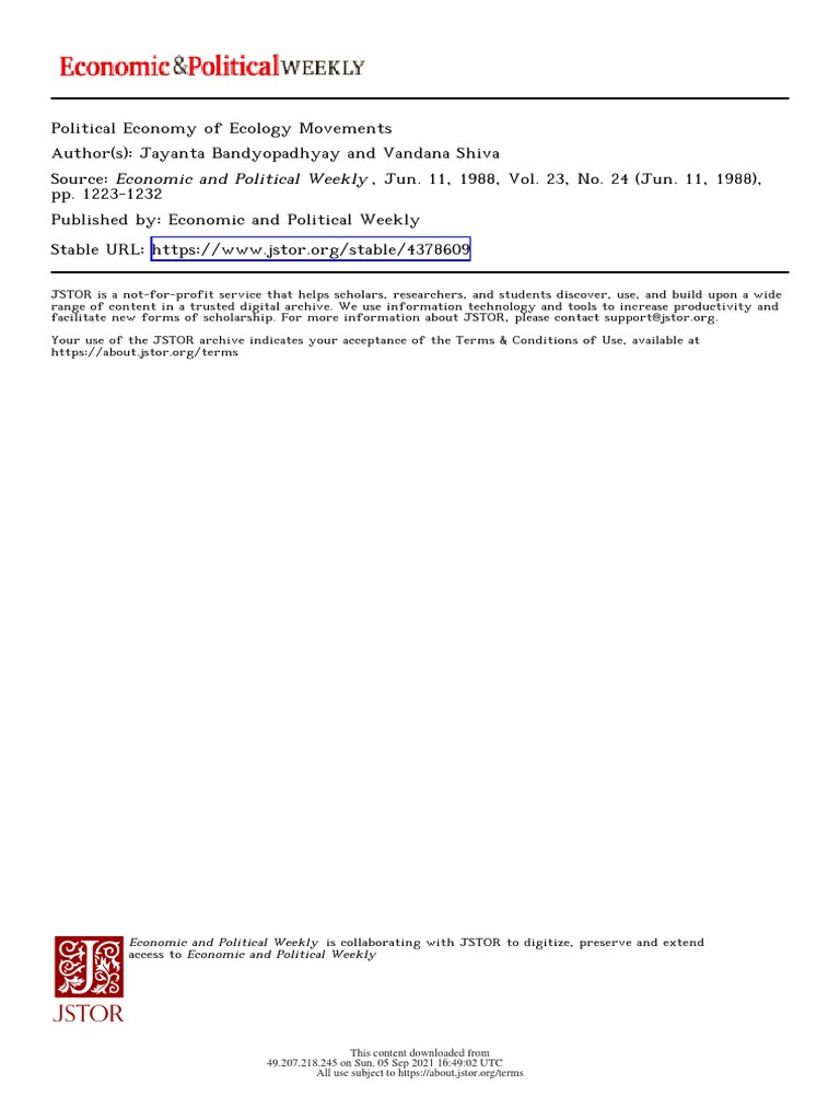 1 - Political Ecology | PDF | Resource | Ecology