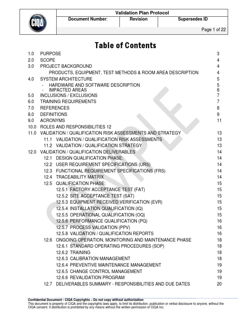 CIQA Validation Plan Sample Template | PDF | Verification And ...