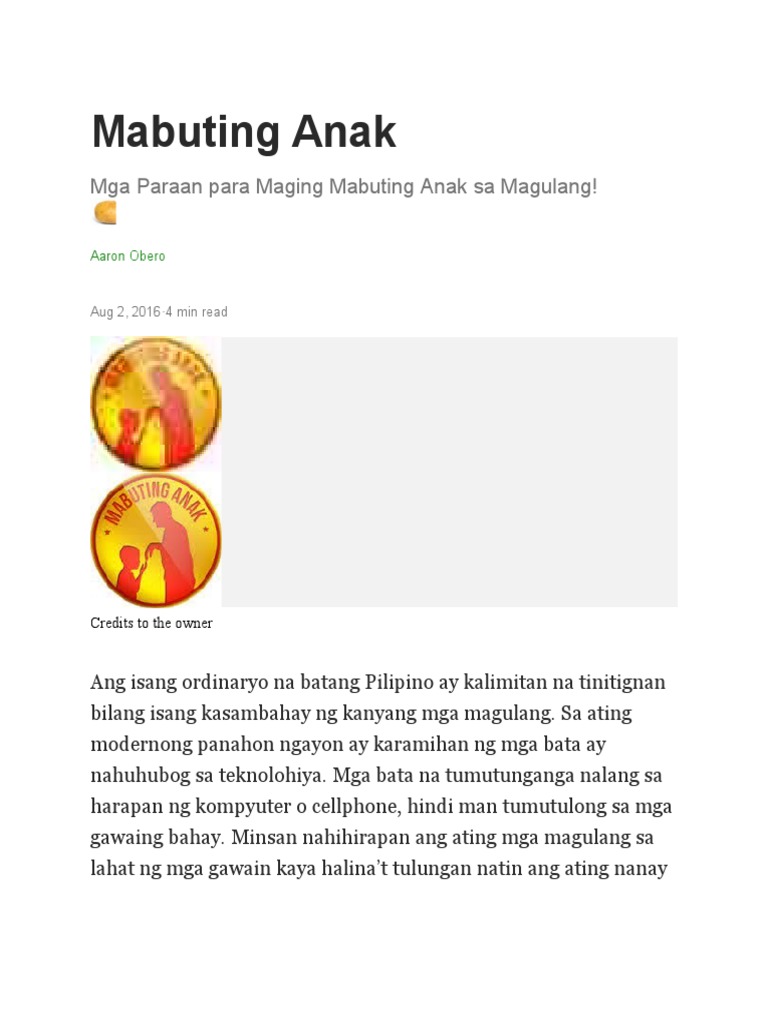 Mabuting Anak Junmar Lecture | PDF