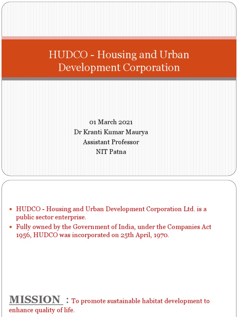 HUDCO - Housing and Urban Development Corporation: 01 March 2021 DR ...