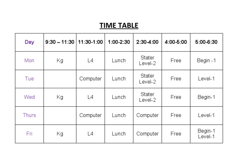 Time Table | PDF