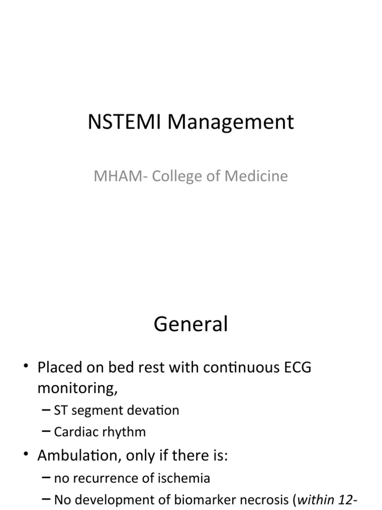 NSTEMI Management Guidelines | PDF | Myocardial Infarction ...