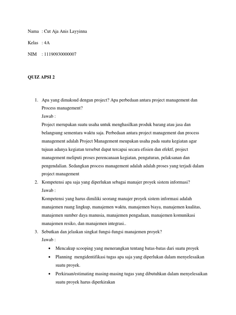 Quiz 2 Apsi | PDF | Bisnis