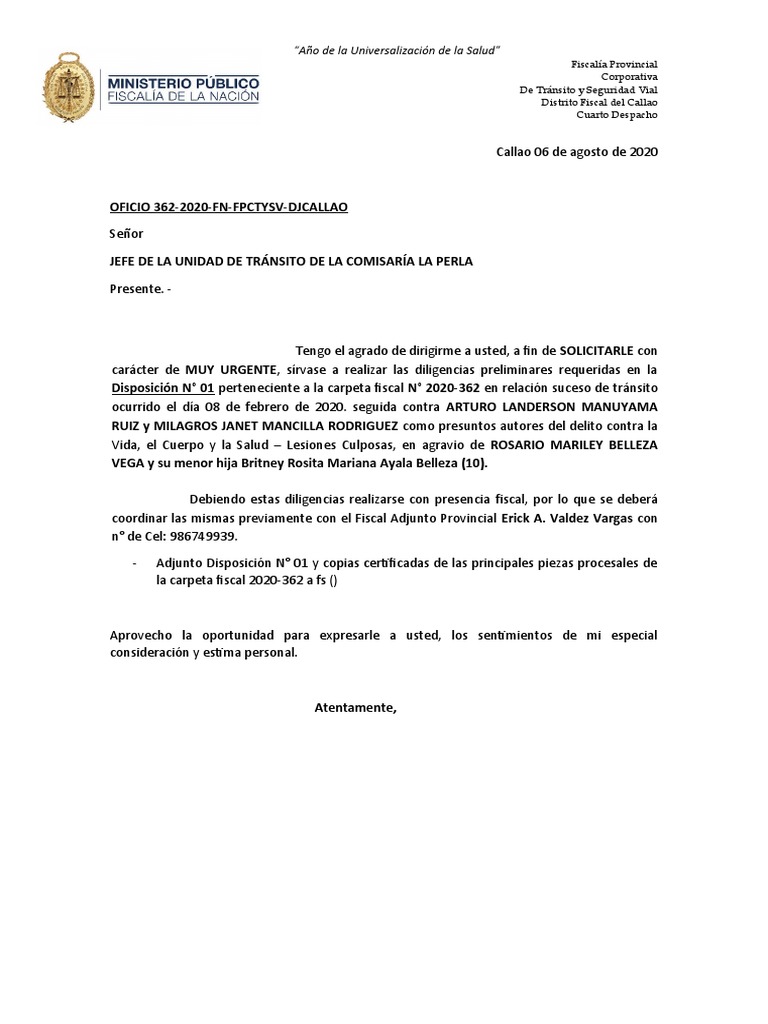 Oficio A La Comisaria 2020-362 | PDF