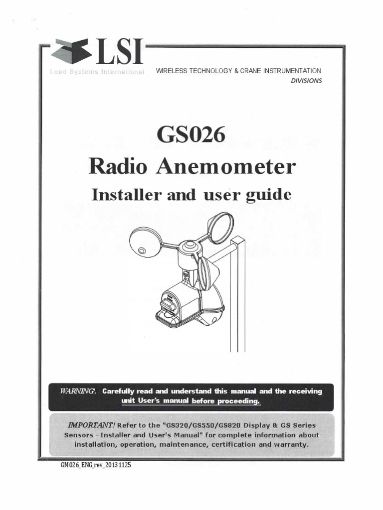 LSI GS026 Radio Anemometer Installation and Operators Manual | PDF ...