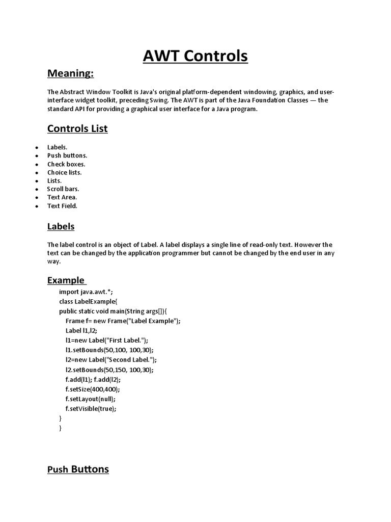 AWT Controls | PDF | Computer Science | Software