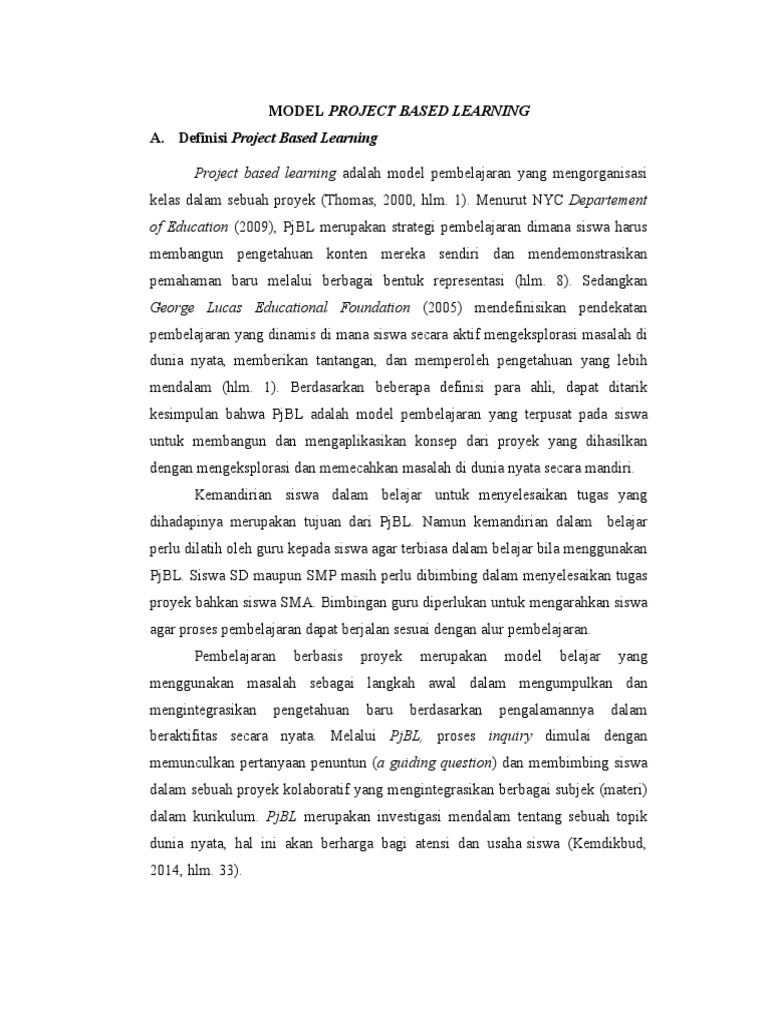 Project Based Learning Adalah Model Pembelajaran Yang Mengorganisasi of ...