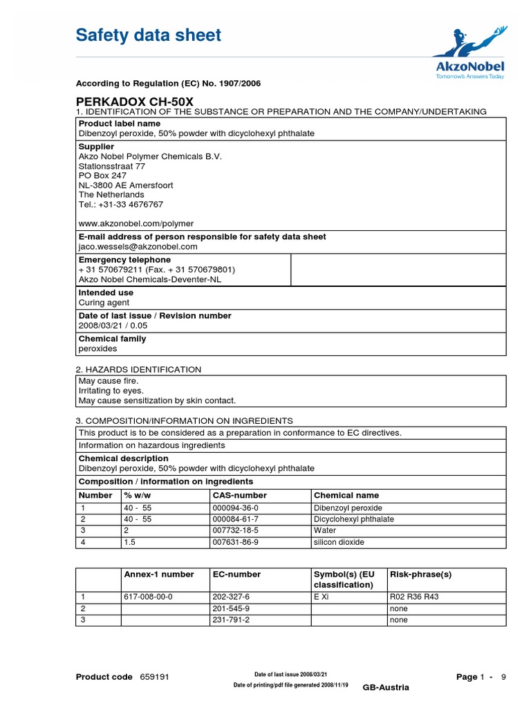 Perkadox CH 50x Sds Englisch | PDF | Water | Solubility