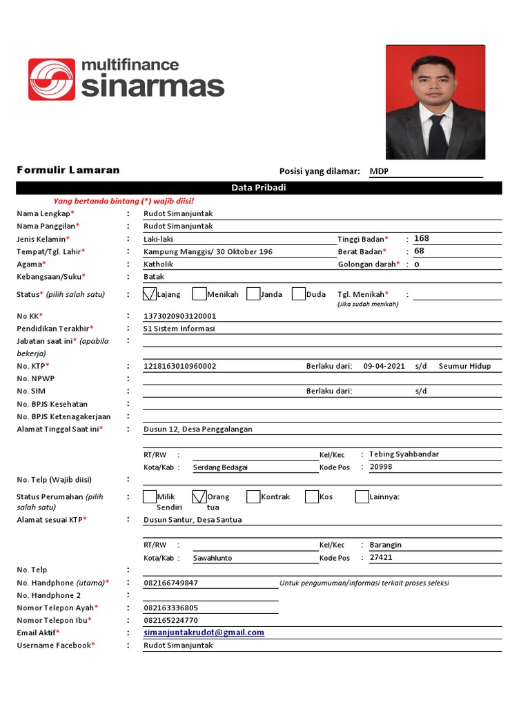 Form Lamaran SMMF | PDF