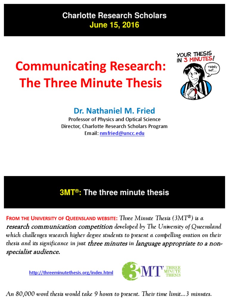 Communicating Research: The Three Minute Thesis | PDF | Thesis ...