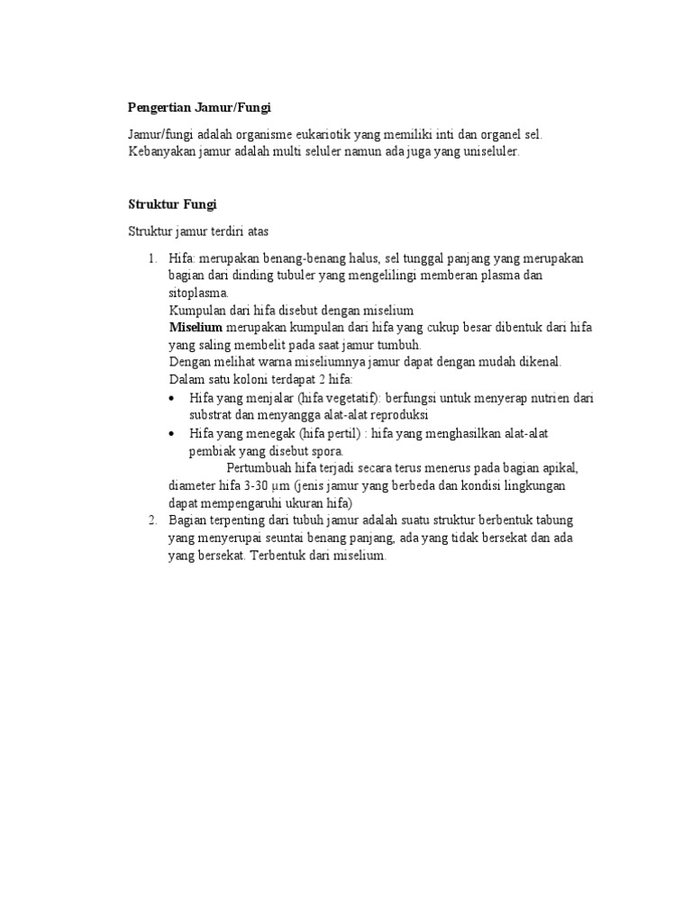 Materi Struktur Jamur | PDF
