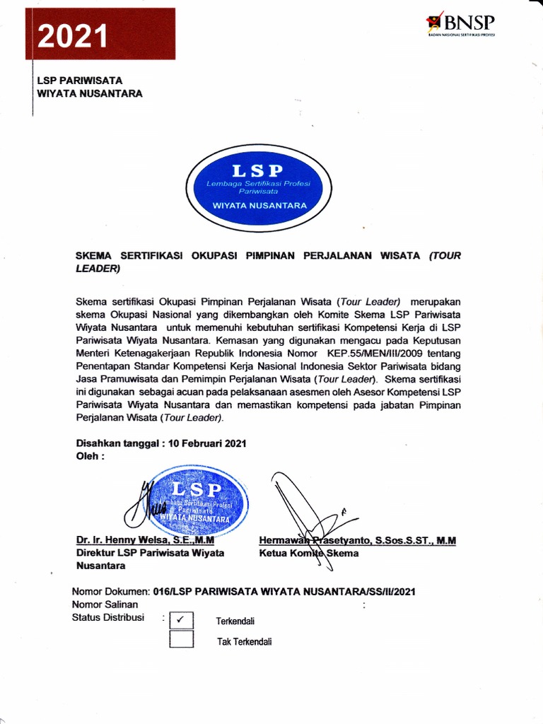 Skema Sertifikasi Tour Leader Nasional | PDF | Karier & Perkembangan ...