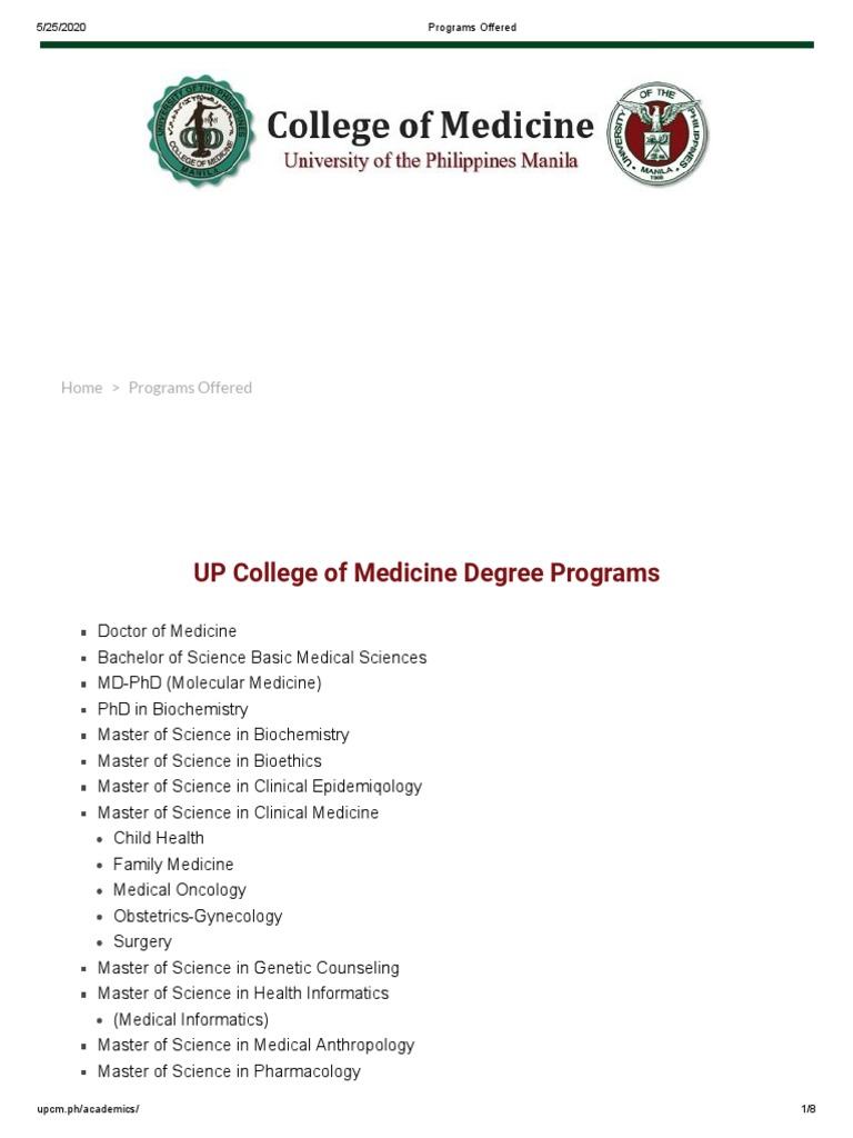 UP College of Medicine Degree Programs | Download Free PDF | Doctor Of ...