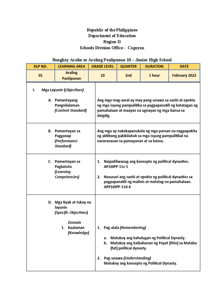 JHS Lesson Plan | PDF