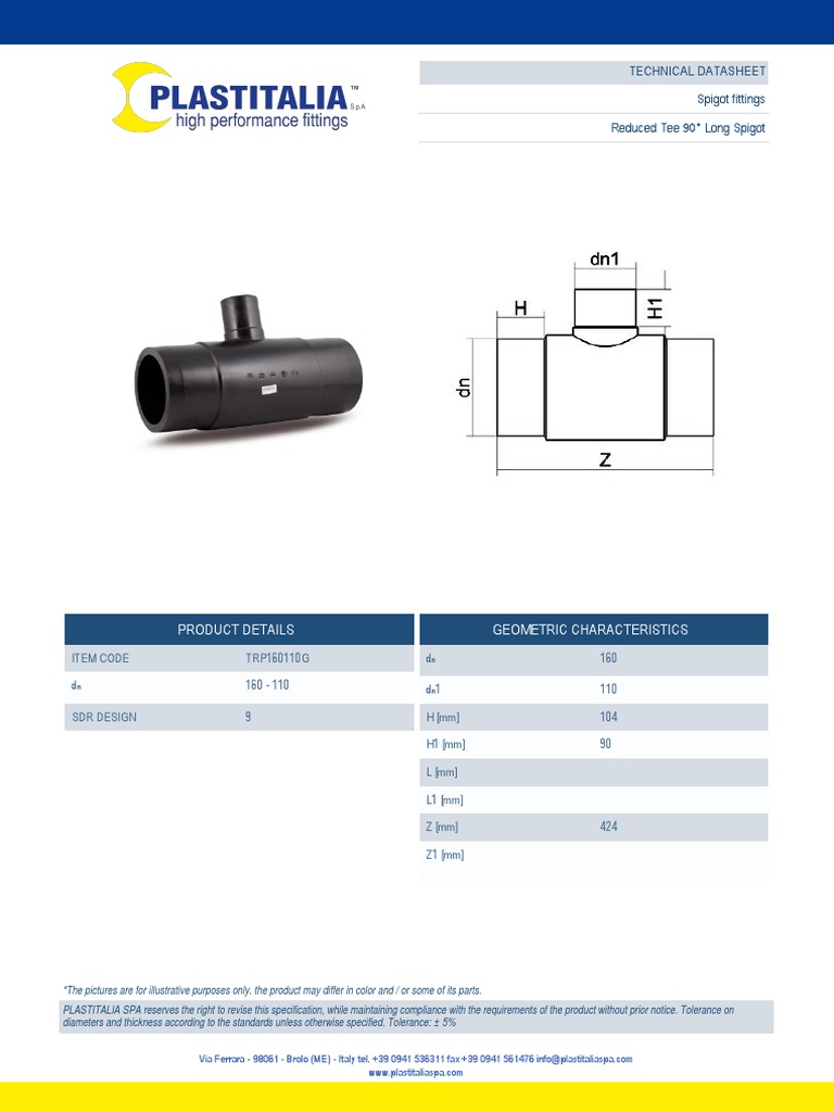 Tee 6x4 Plastitalia | PDF | Engineering Tolerance | Mechanical Engineering