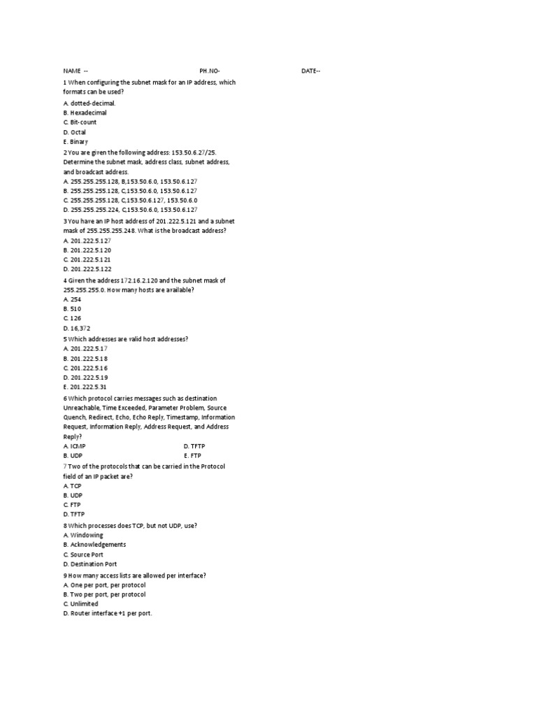 Ccna Exam Paper New Pdf