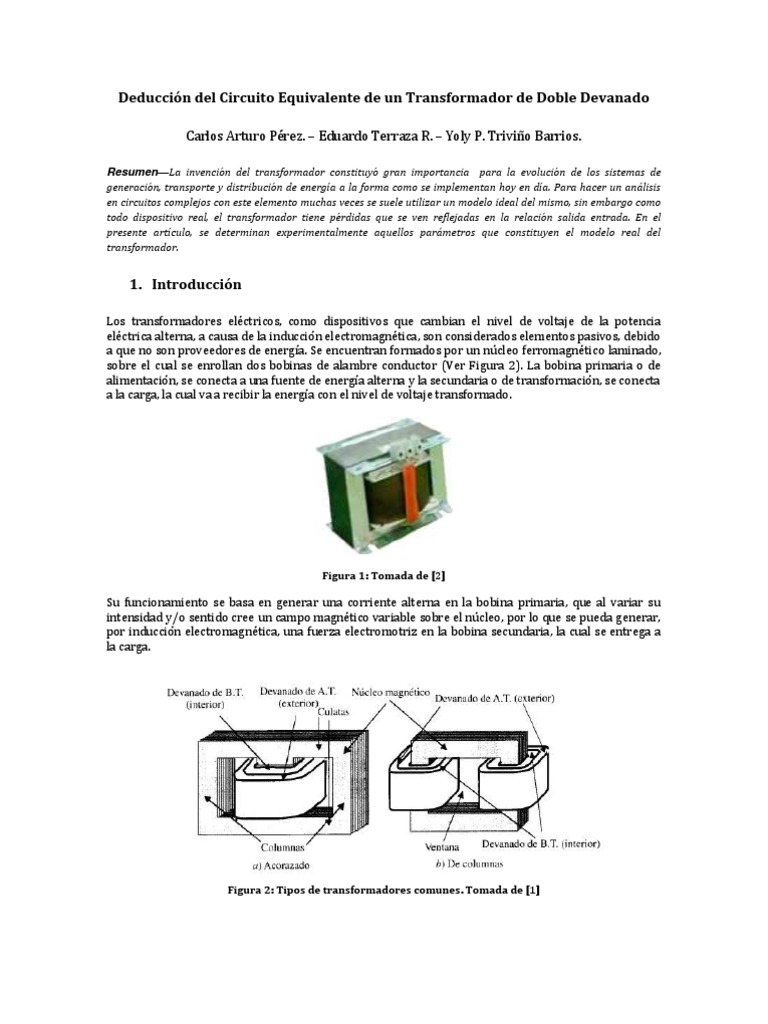 Cto Equivalente Transf Doble Devanado Pdf Transformador Inductor