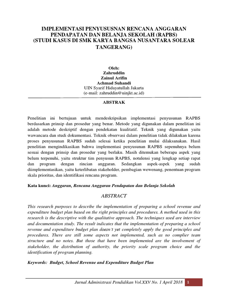 Implementasi Penyusunan Rencana Anggaran Pendapatan Dan Belanja Sekolah ...
