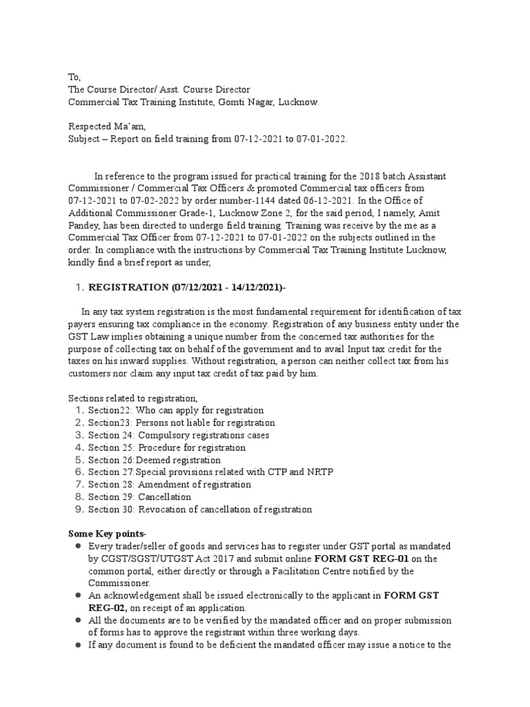 Field Training Report 127411 Pdf Value Added Tax Taxes